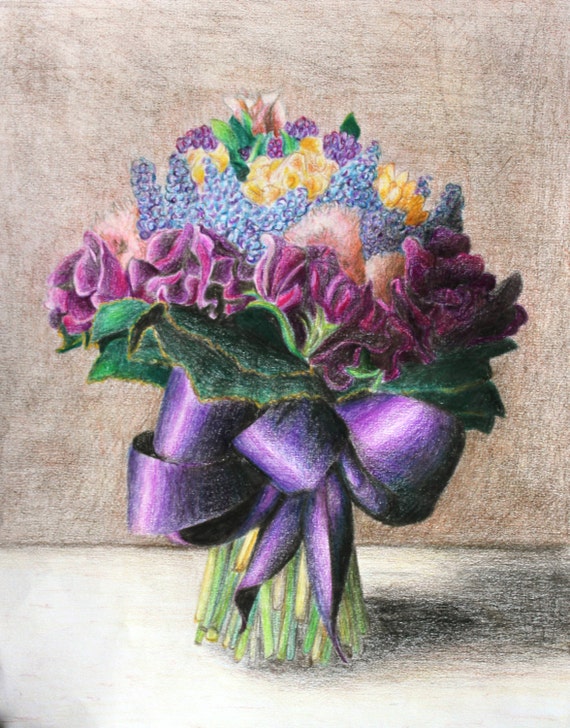 Original Still Life Colored Pencil Drawing Flower by LaTehuanaAzul
