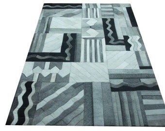 Gray patchwork rug | Etsy