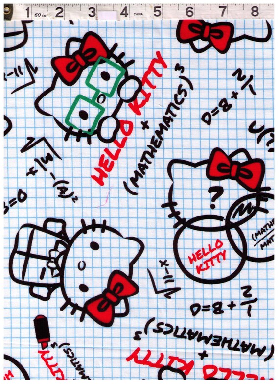END of BOLT Kokka Hello Kitty Mathematics on WHITE by fabricsupply