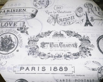 Bicycle, Paris, Script, French, Love, Eiffel Tower Tan Duck Cotton 12 ...