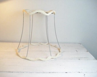 Vintage Metal Lamp Shade Base with Scalloped Edges