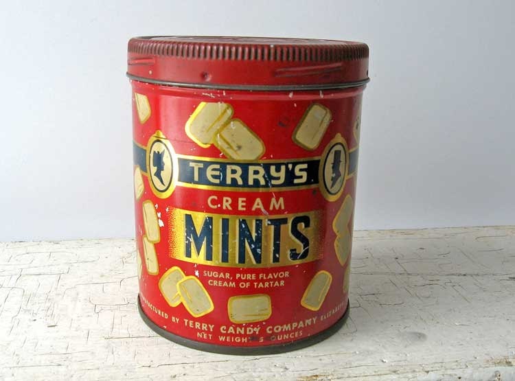 Vintage 1930’s Terry’s Cream Mints Candy Tin, Candy Images, Red, Gold ...