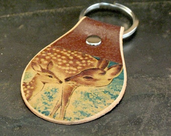 Leather Keychain with horses
