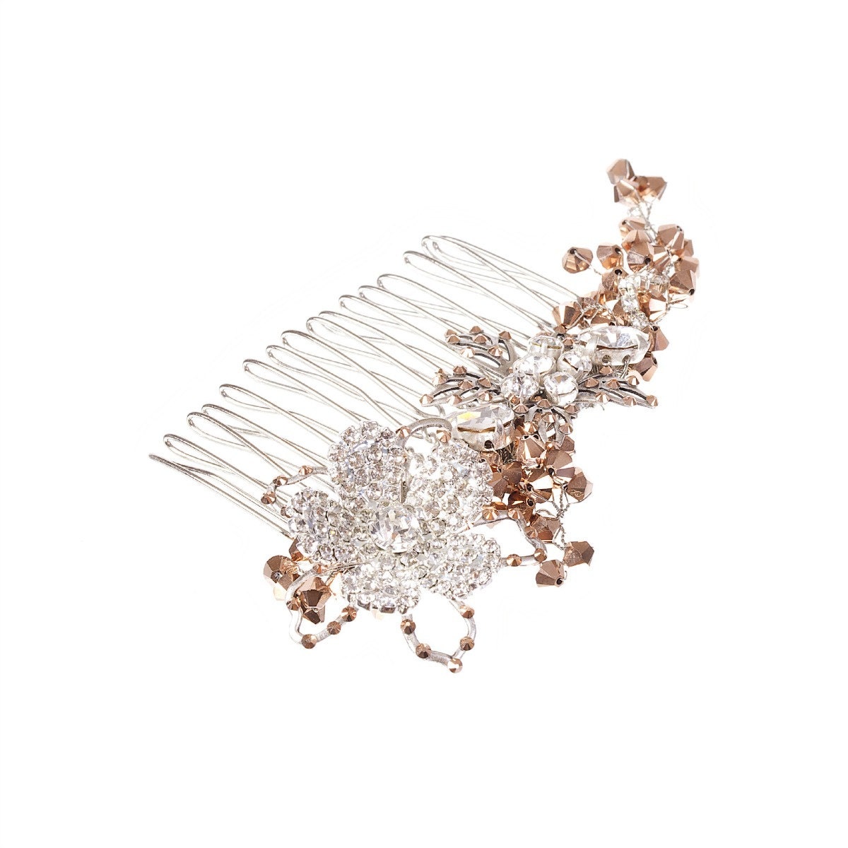 Bridal Hair Comb Rose Gold Crystal Hair Comb By Lavenderbyjurgita