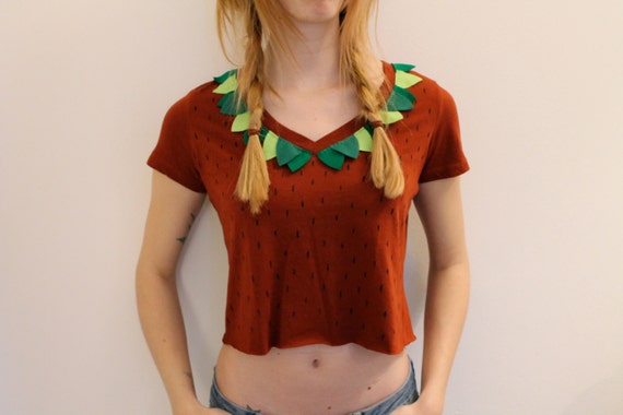 Items similar to Strawberry Costume Crop Top in full red with seeds ...