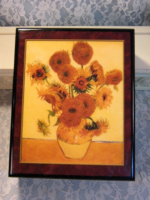 Vintage California Music Box Company Van Gogh Sunflowers Jewelry Box ...