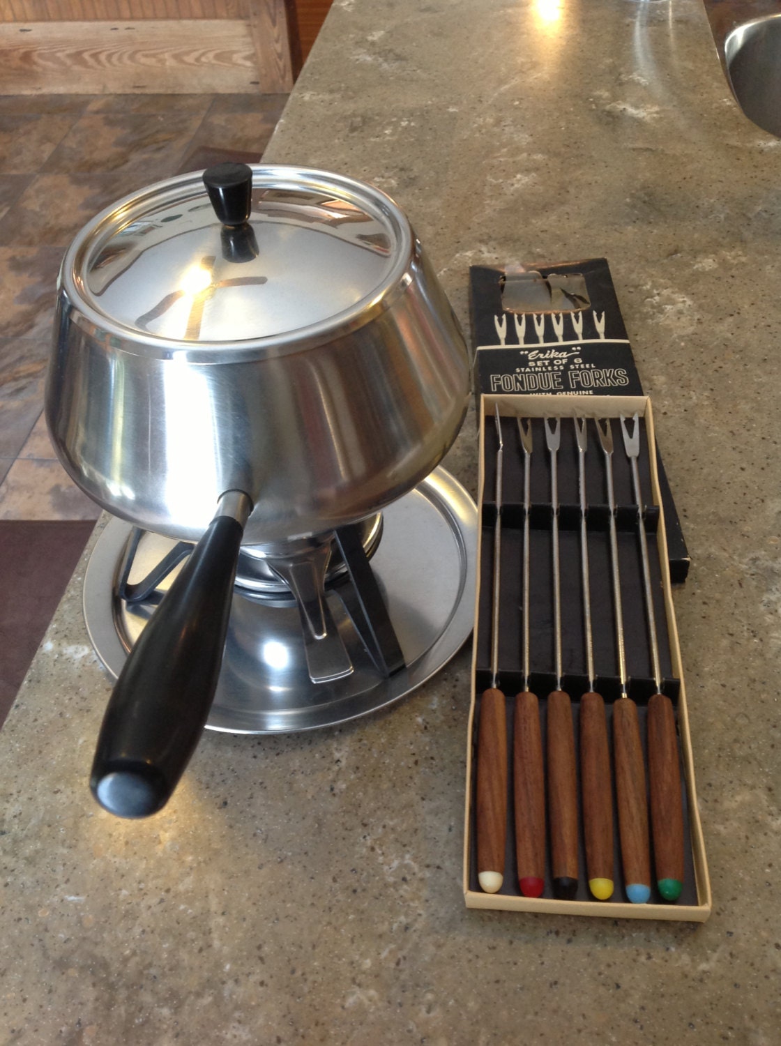 Vintage Fondue Stainless Steel Inox 18/8 Switzerland Swedish VI Set ...