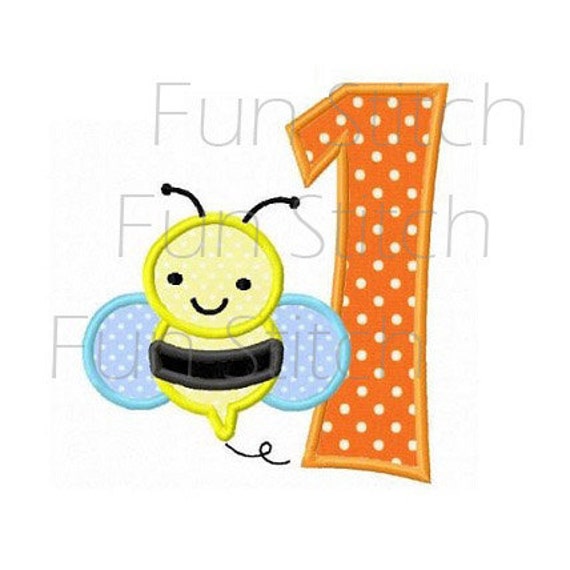 set of 10 bumble bee applique numbers machine embroidery