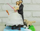 Items similar to Lake fishing theme wedding cake topper on Etsy