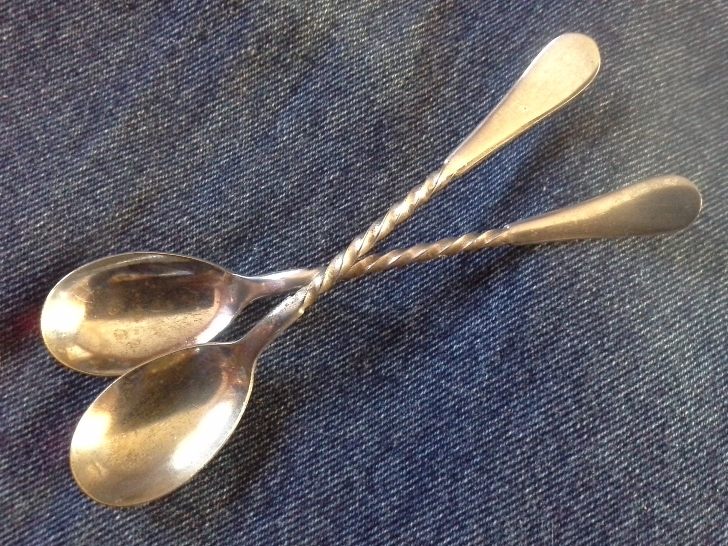 Two Extra Coin Silver Plate Windsor Twist Handle Bar Spoons 5″ Circa ...