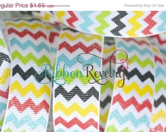 NEW Back to School glitter chevron on white grosgrain ribbon new