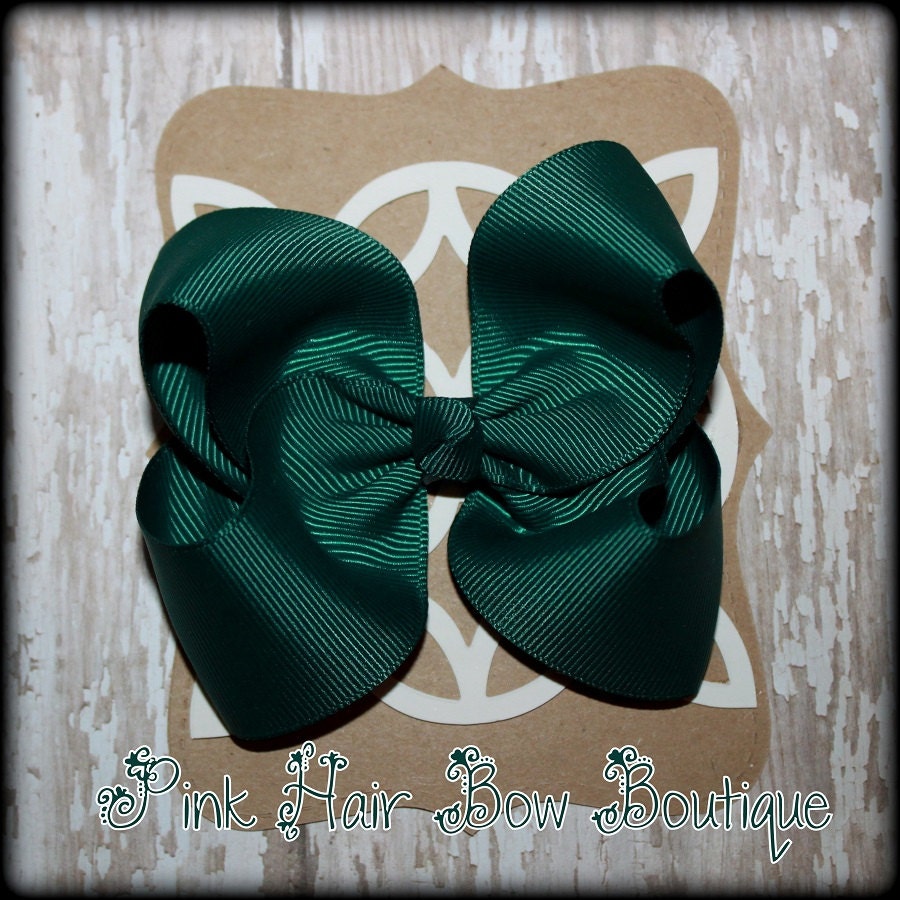 Dark Green Hair Bow Hunter Green Hairbow by PinkHairBowBoutique