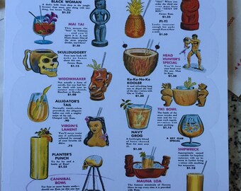 Vintage Kahiki Tiki Restaurant Drink Menu Art by TikiGonzo on Etsy