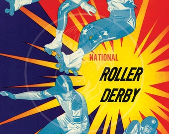 National Roller Derby Program 1954 10x14 Giclée Canvas Print