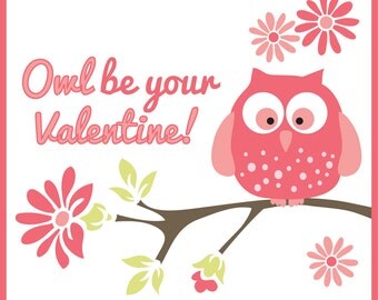 Owl Valentine Card Digital File