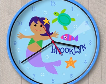 Mermaid wall clock | Etsy