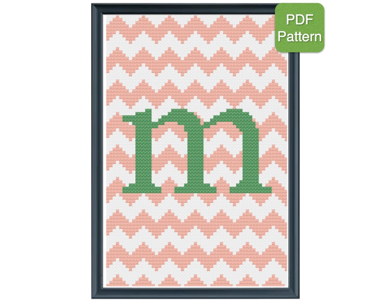Cross Stitch Pattern Monogram Letter M Initials