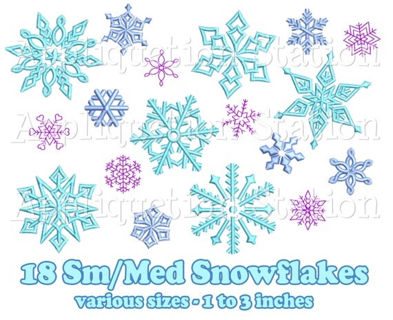 Small & Medium Snowflake Set 18 Designs Machine Embroidery