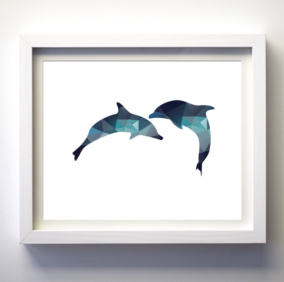 Geometric Dolphins Art Print Abstract Dolphin Geometric Art