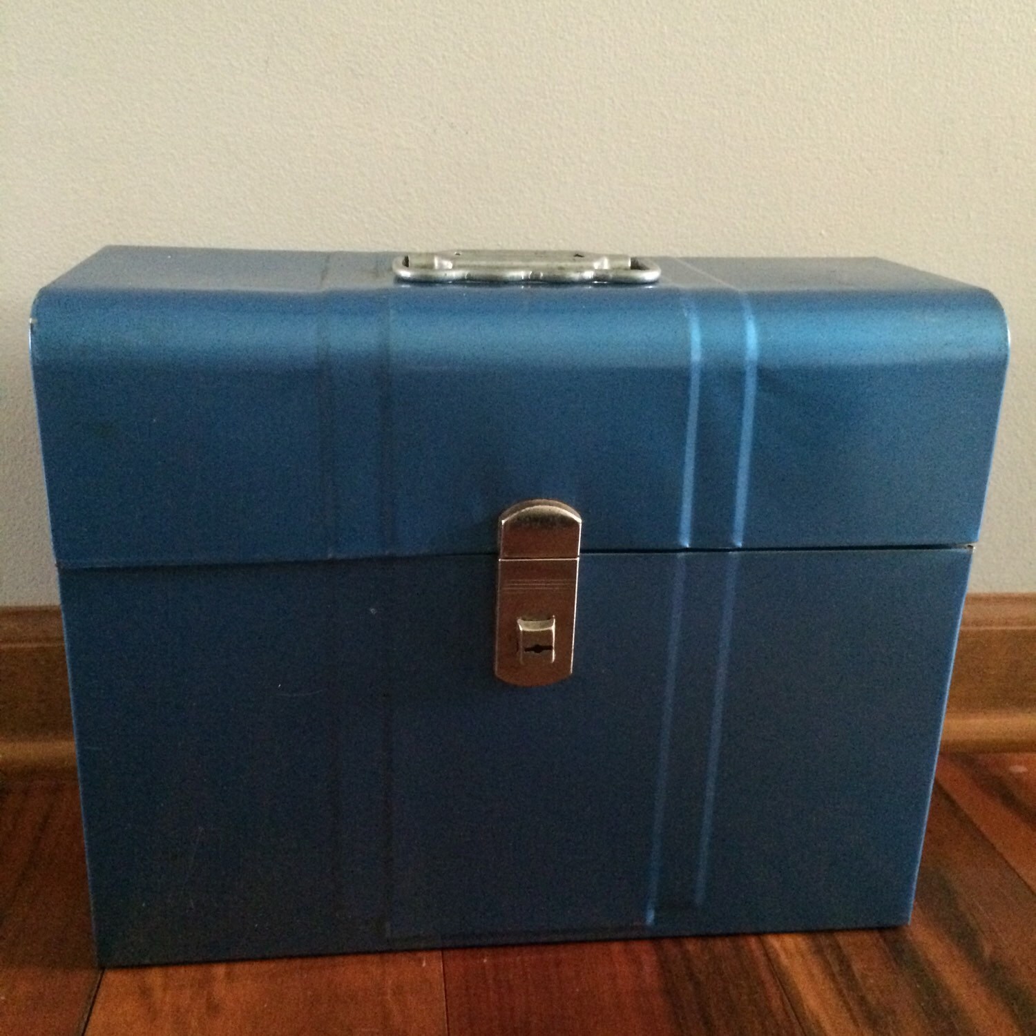 Vintage blue metal file box, filing box, blue industrial decor – Haute ...