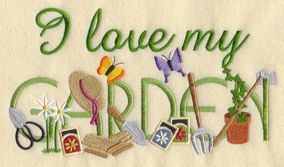 I Love My Garden Embroidered on 100% Organic by JustAddPillow