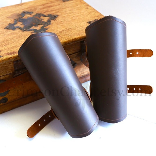Medium brown plain bracers by Crimson Chain Leatherworks SCA
