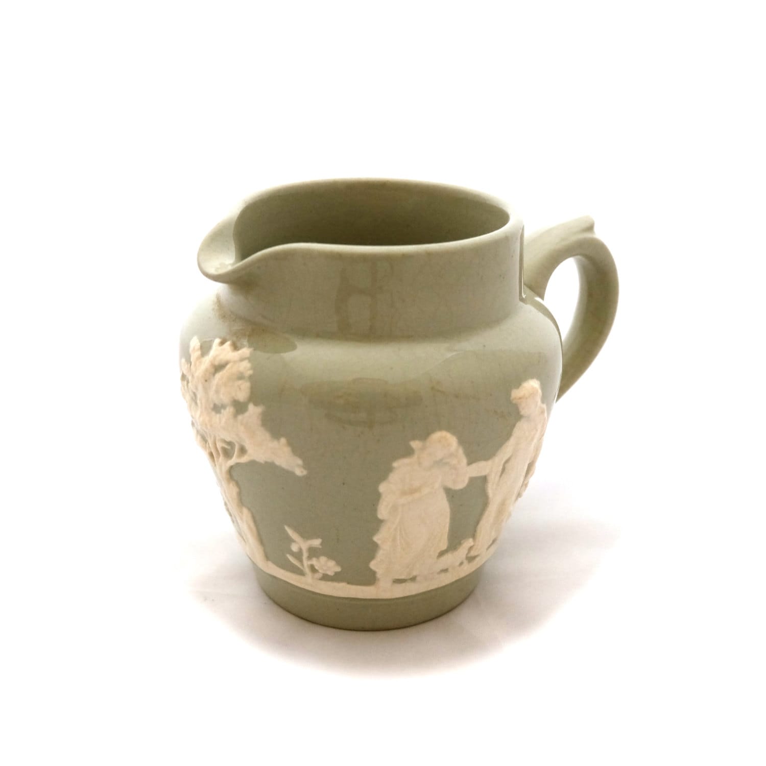 Vintage Jasperware Jug, Sage green Jug, Dudson Hanley England, Pottery ...