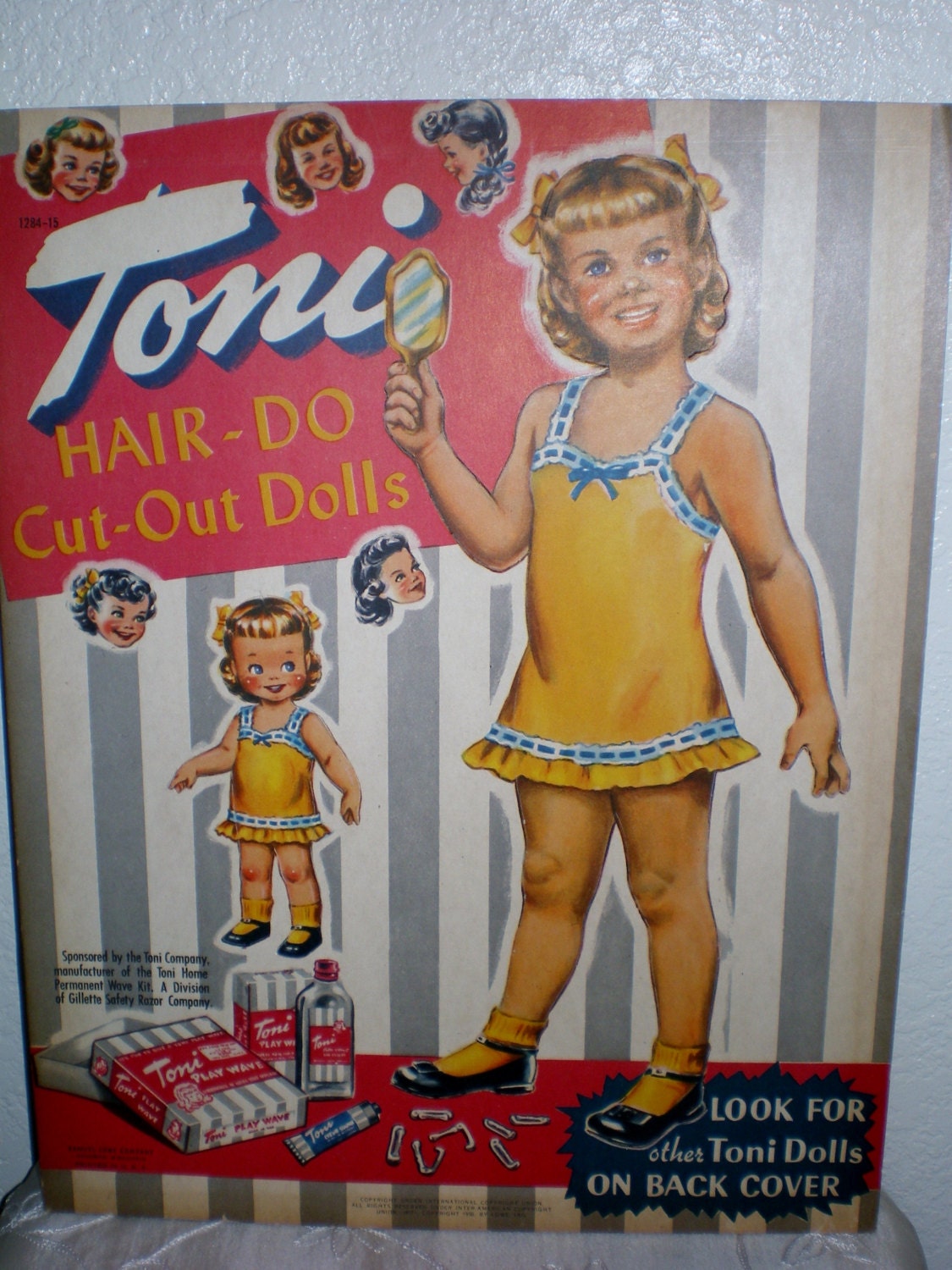 Vintage 1950 TONI HAIR Home Perm Paper Dolls Little Girl with