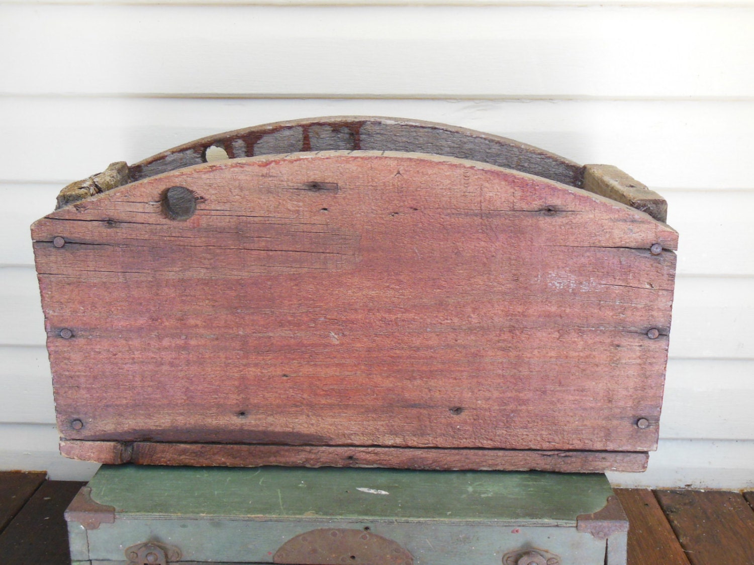 Vintage wooden box hand made rustic shabby industrial box decor local ...