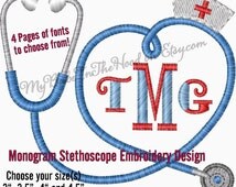 Monogram Nurse Stethoscope Monogram Frame Embroidery Design! Choose ...
