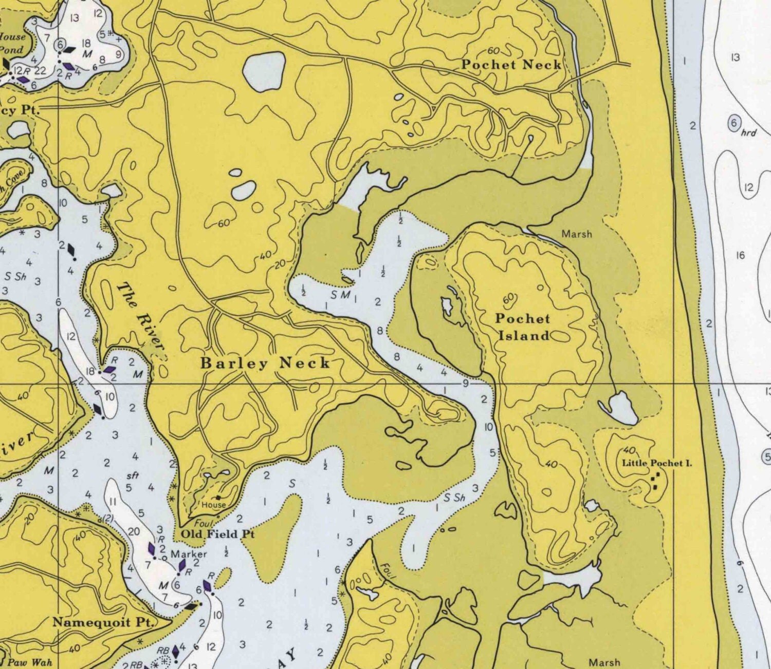 Chatham Harbor and Pleasant Bay MA 1971 Nautical Map by Oldmap