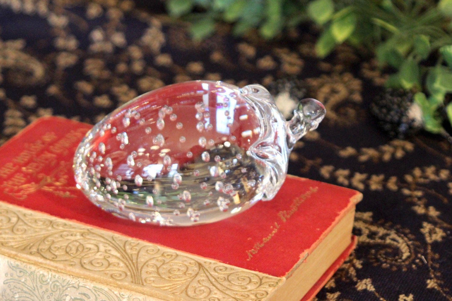 Glass Paperweight Strawberry Clear Glass Paperweight with
