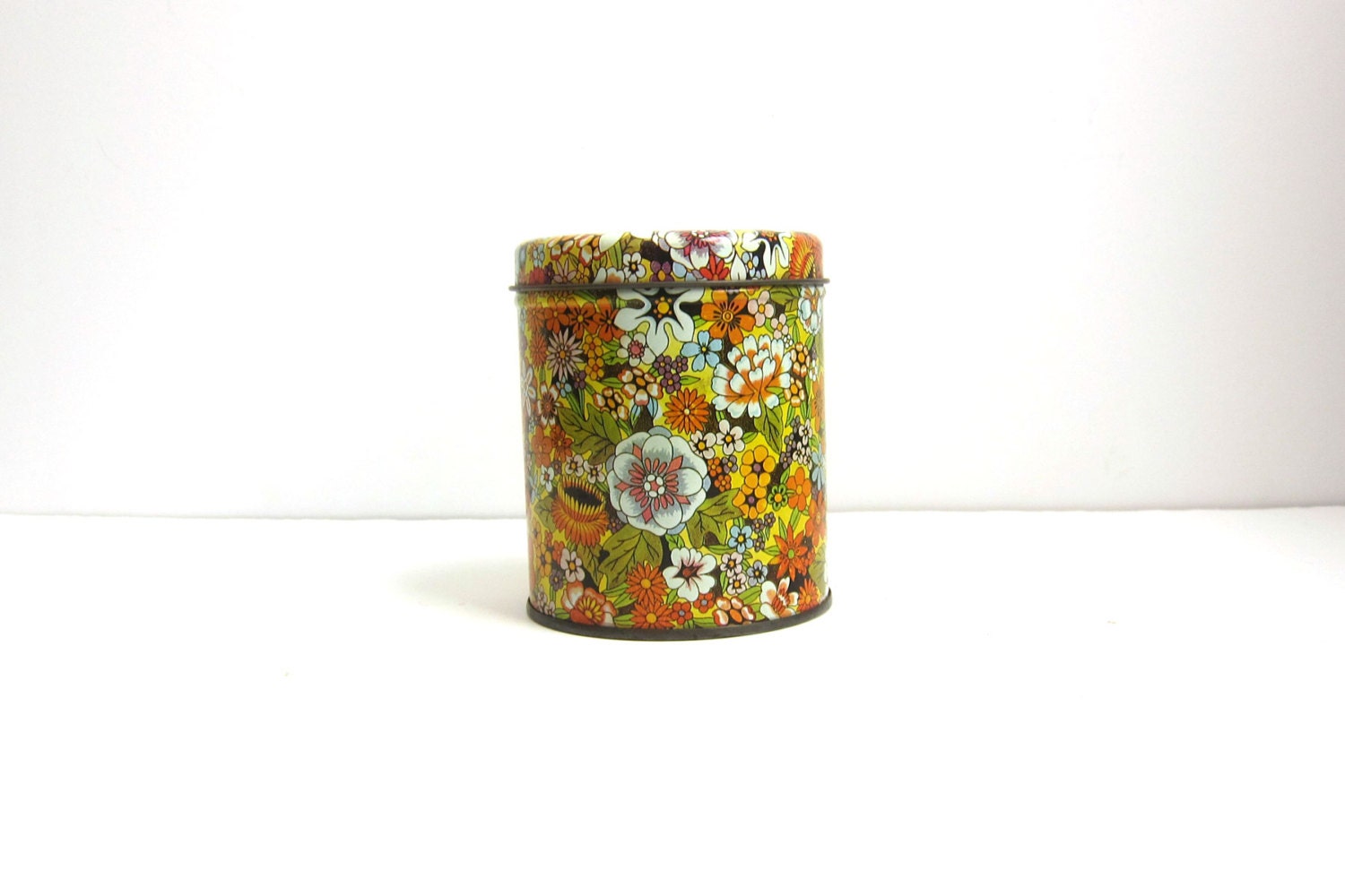 Vintage Small Floral Metal Tin Canister – Haute Juice