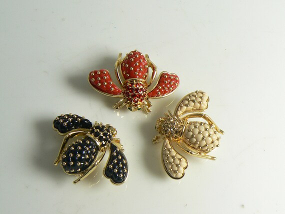 Joan Rivers Quilted Bee Pins Set of 3 Classics Collection