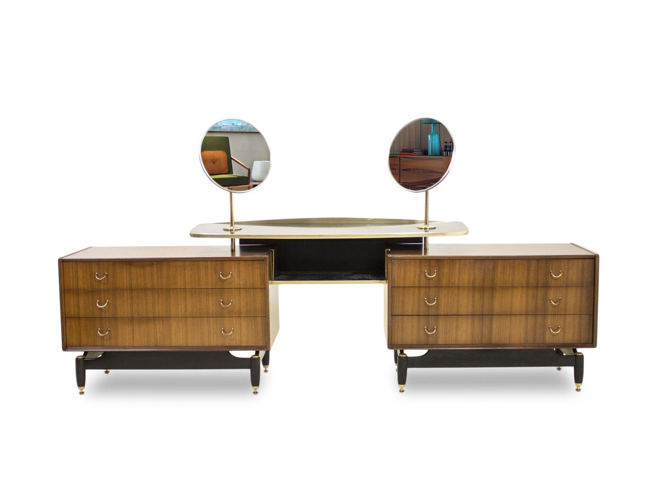 Mid Century High End Vanity Dressing table with Double mirrors. Atomic ...