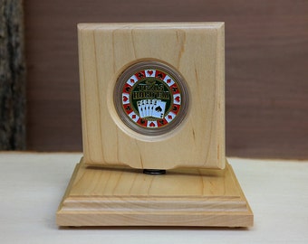Challenge Coin Rotating Display Natural Jatoba by CoinDisplays