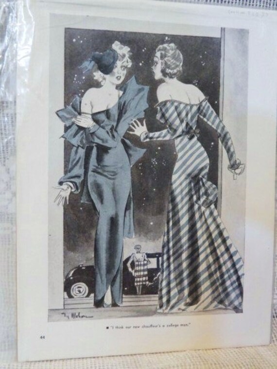 TY MAHON 1930's Risque Cartoon Illustration-Magazine