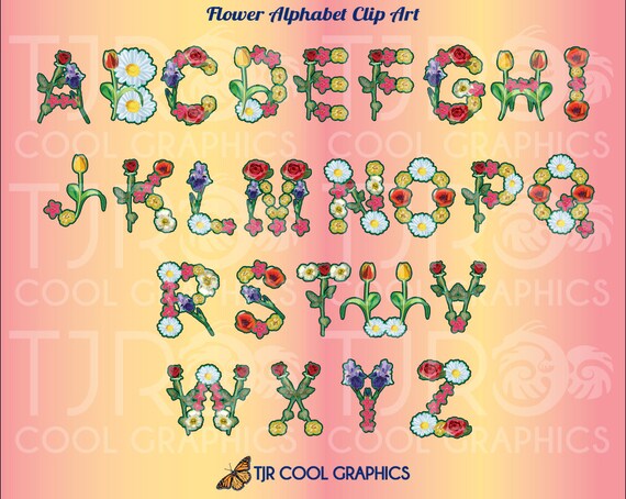Flowers Alphabet Clip Art by CleverVectors on Etsy