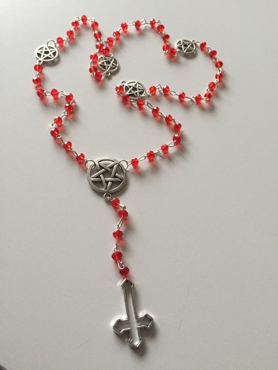 Satanic red rosary by TheOccult on Etsy