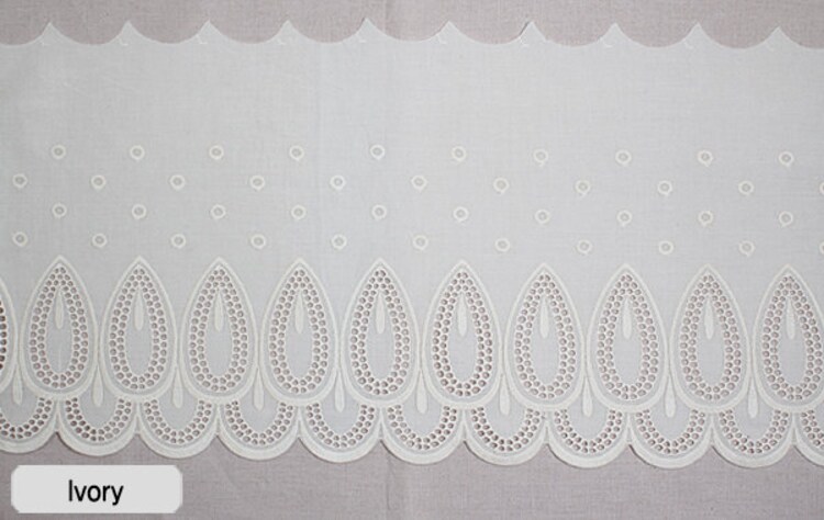1Yard Embroidery scalloped cotton eyelet lace trim by Laceking