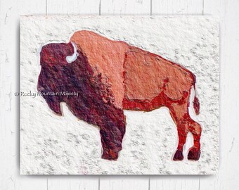 Buffalo Art Print Printable, Instant Download, Painting Reproduction ...
