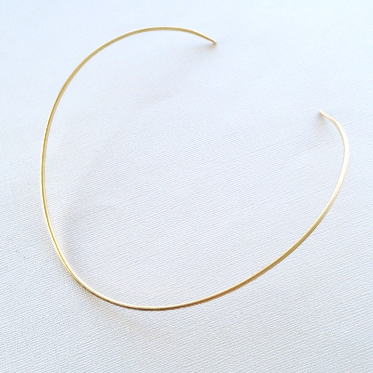 Gold Neck Cuff Simple Brass Wire Choker Minimal by marigoldmary