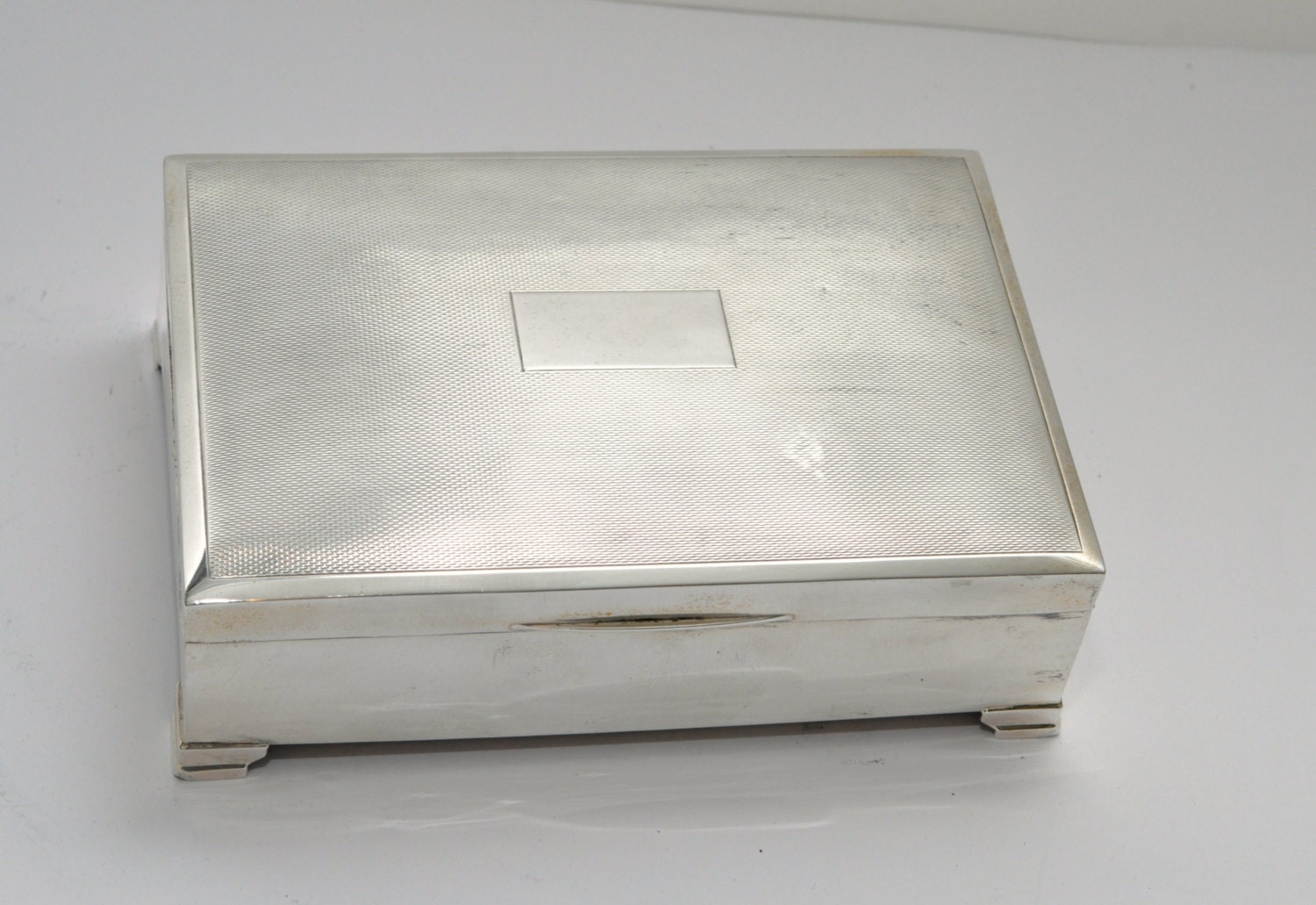 Sterling Silver jewelry Box English silver box Desk Trinket Valet Stash ...
