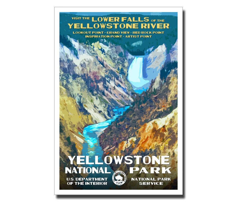 Yellowstone National Park Poster WPA style 13 x