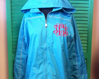 Glitter Monogrammed Rain Jacket Personalized Rain by SouthernTLC