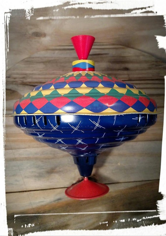 Vintage Spinning Top CE LBZ Metal German Czech Toy / Spinning