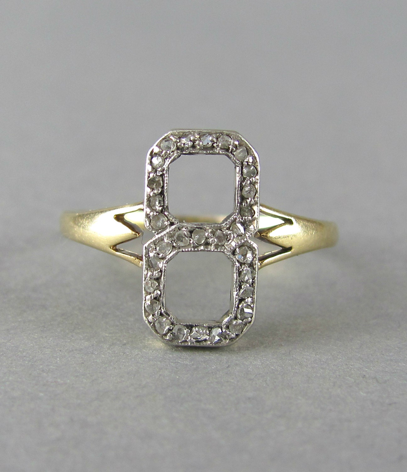 LUCKY 8 number eight ring Edwardian to Art Deco antqiue
