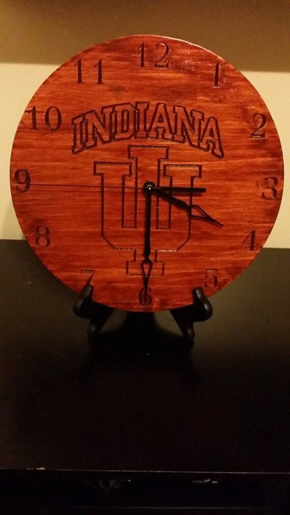 Indiana University engraved Clock/ custom engraved wood