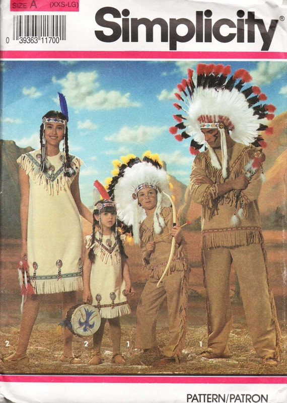 Simplicity 7472 Native American Costumes Sewing Pattern All