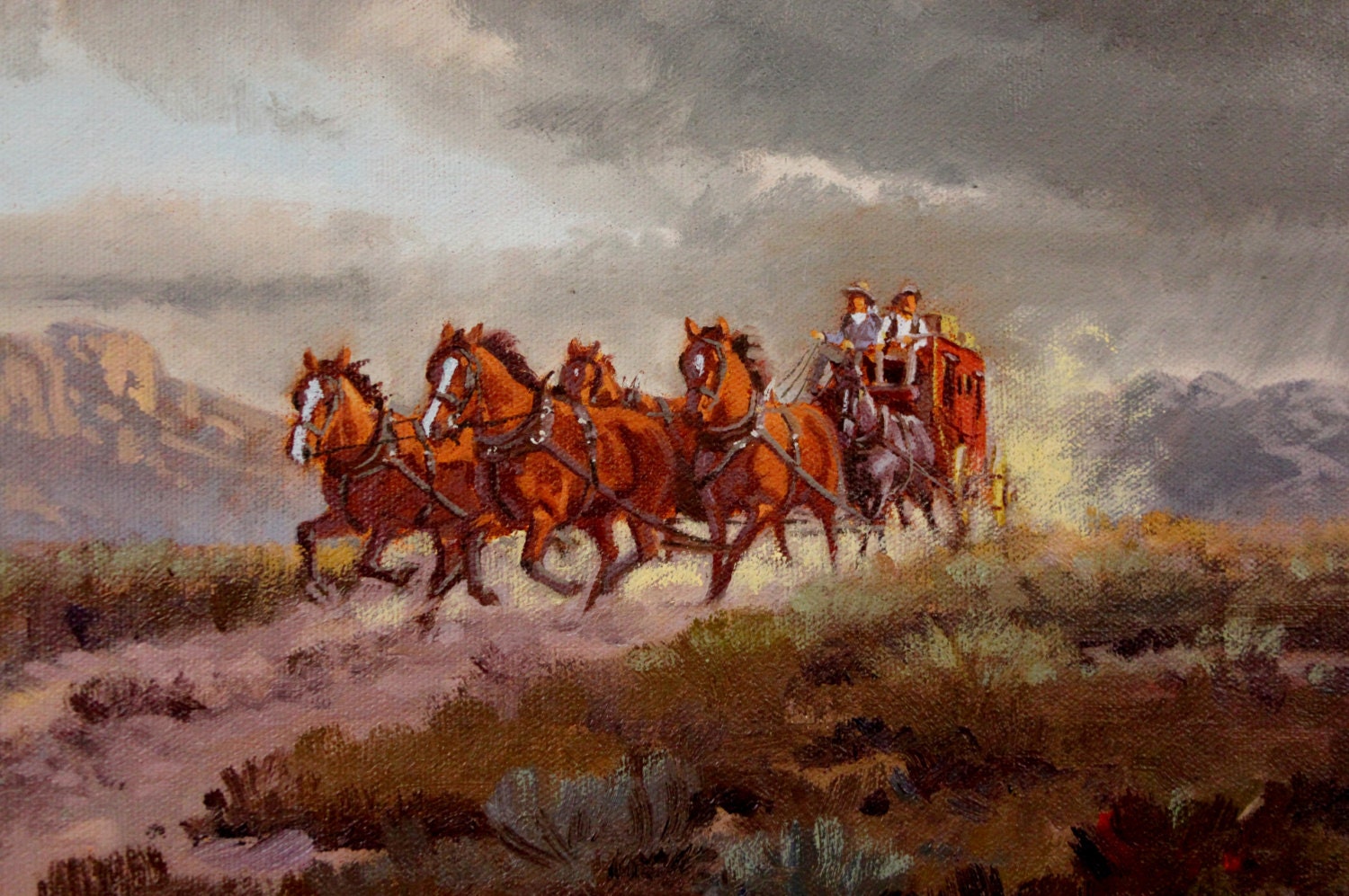 Large Western Stagecoach Art